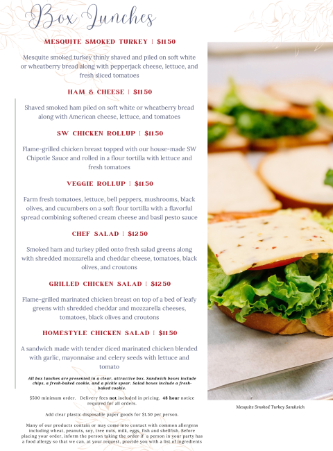 Box Lunches Menu | Dinner's Ready Express Catering