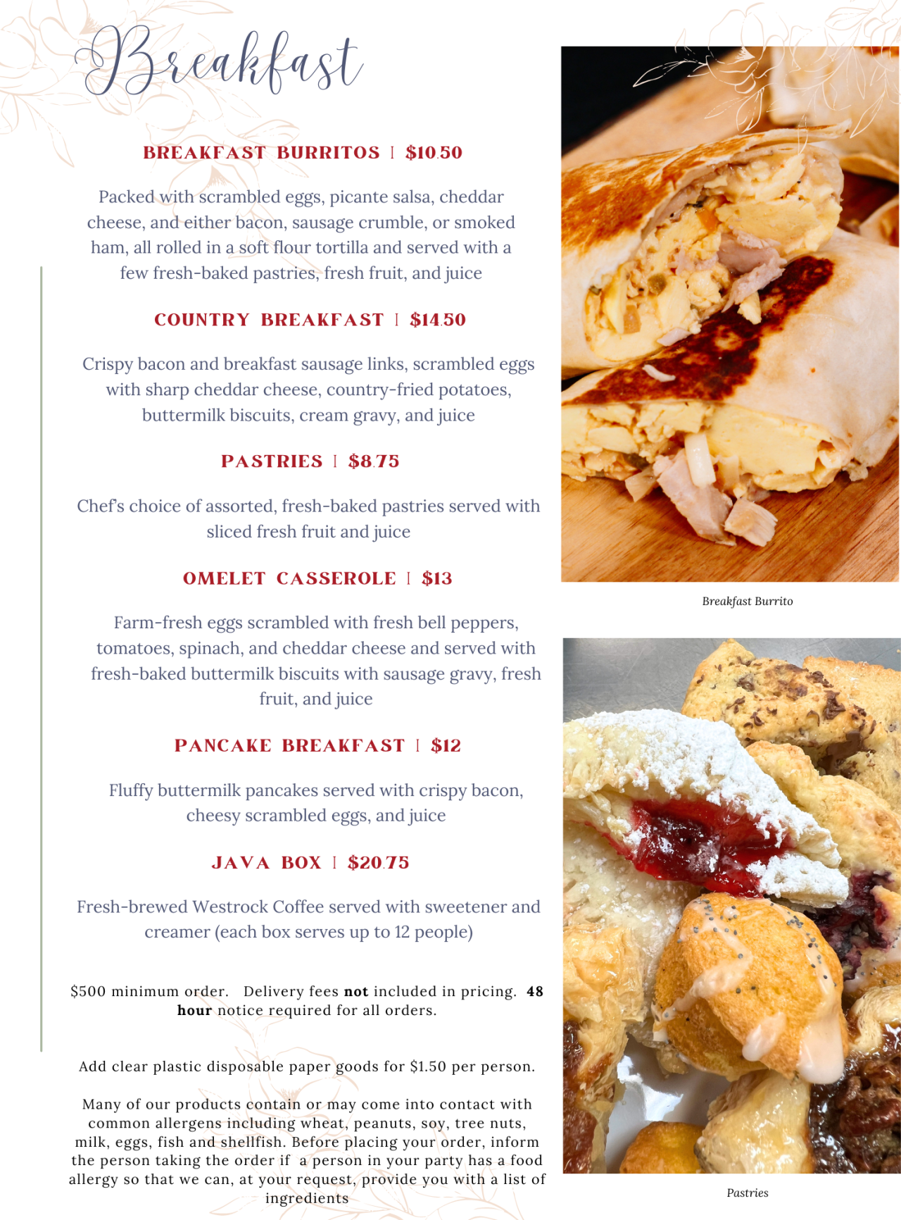 Breakfast Menu | Dinner's Ready Express Catering