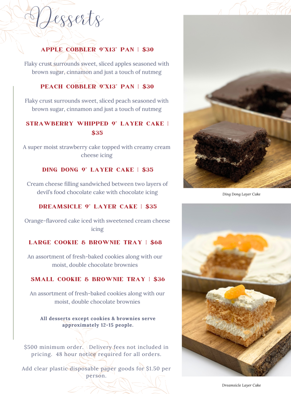 Desserts Menu | Dinner's Ready Express Catering