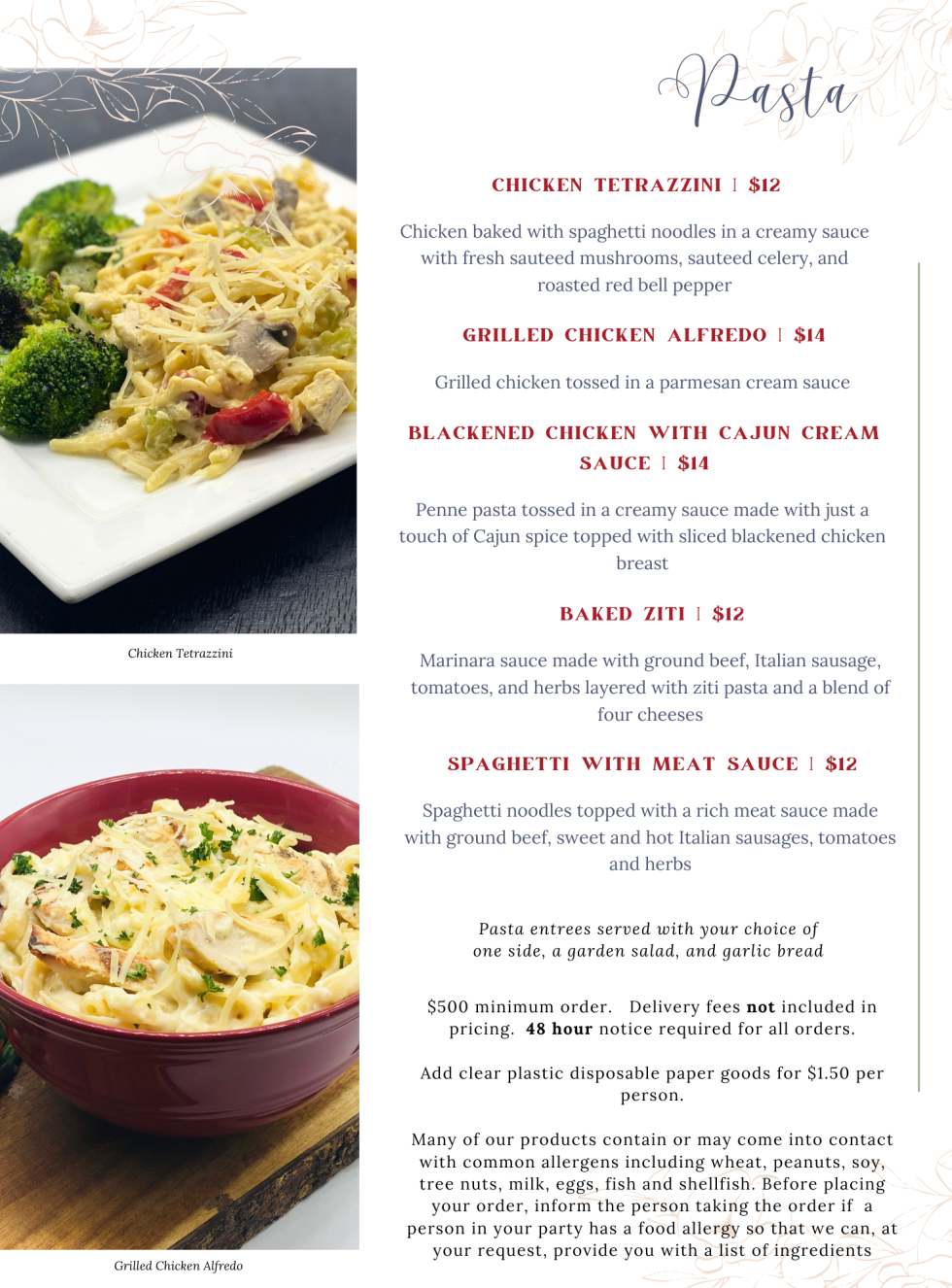 Entrees Menu | Dinner's Ready Express Catering