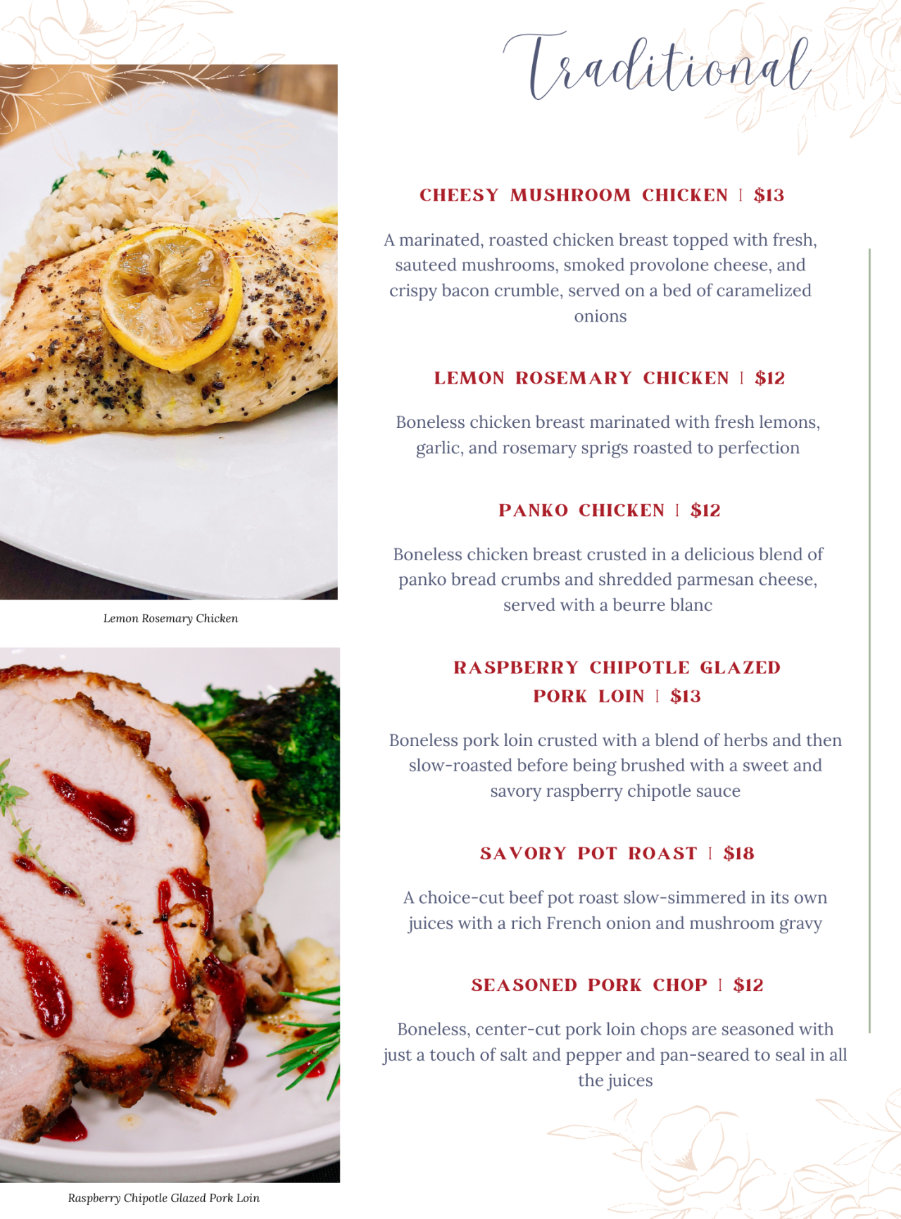 Entrees Menu | Dinner's Ready Express Catering