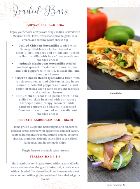 Loaded Bars Menu | Dinner's Ready Express Catering
