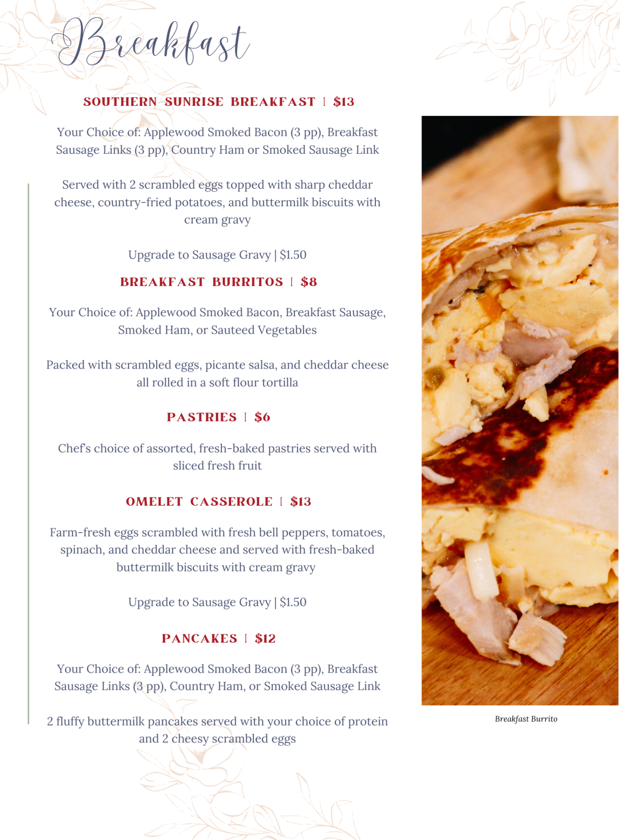 Breakfast Menu | Dinner's Ready Express Catering