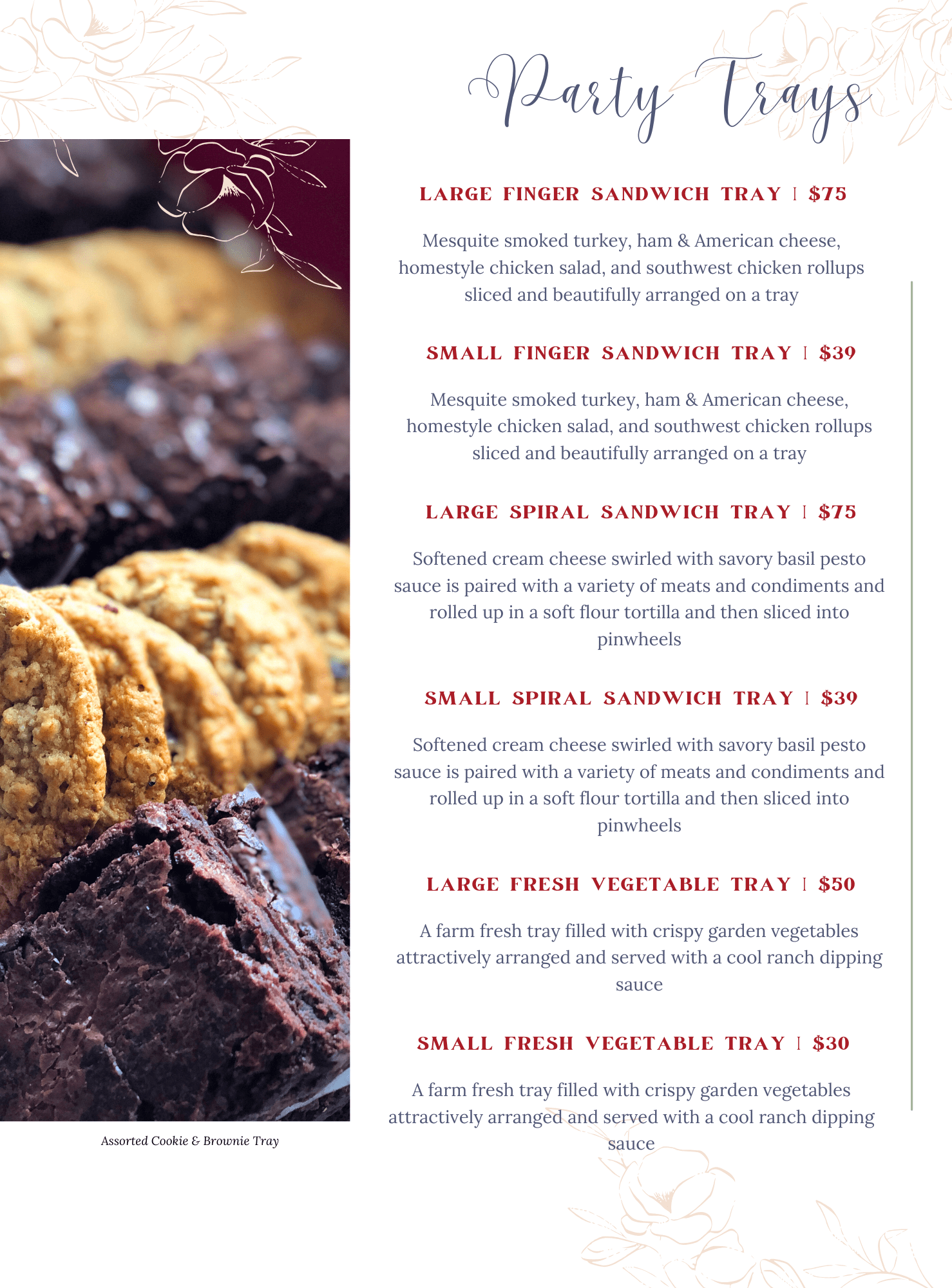 Appetizers & Party Trays Menu | Dinner's Ready Express Catering