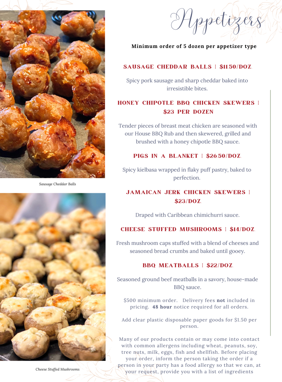 Appetizers & Party Trays Menu | Dinner's Ready Catering