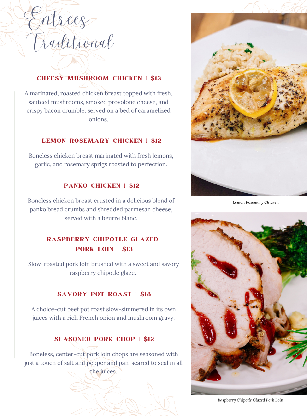 Entrees Menu | Dinner's Ready Express Catering