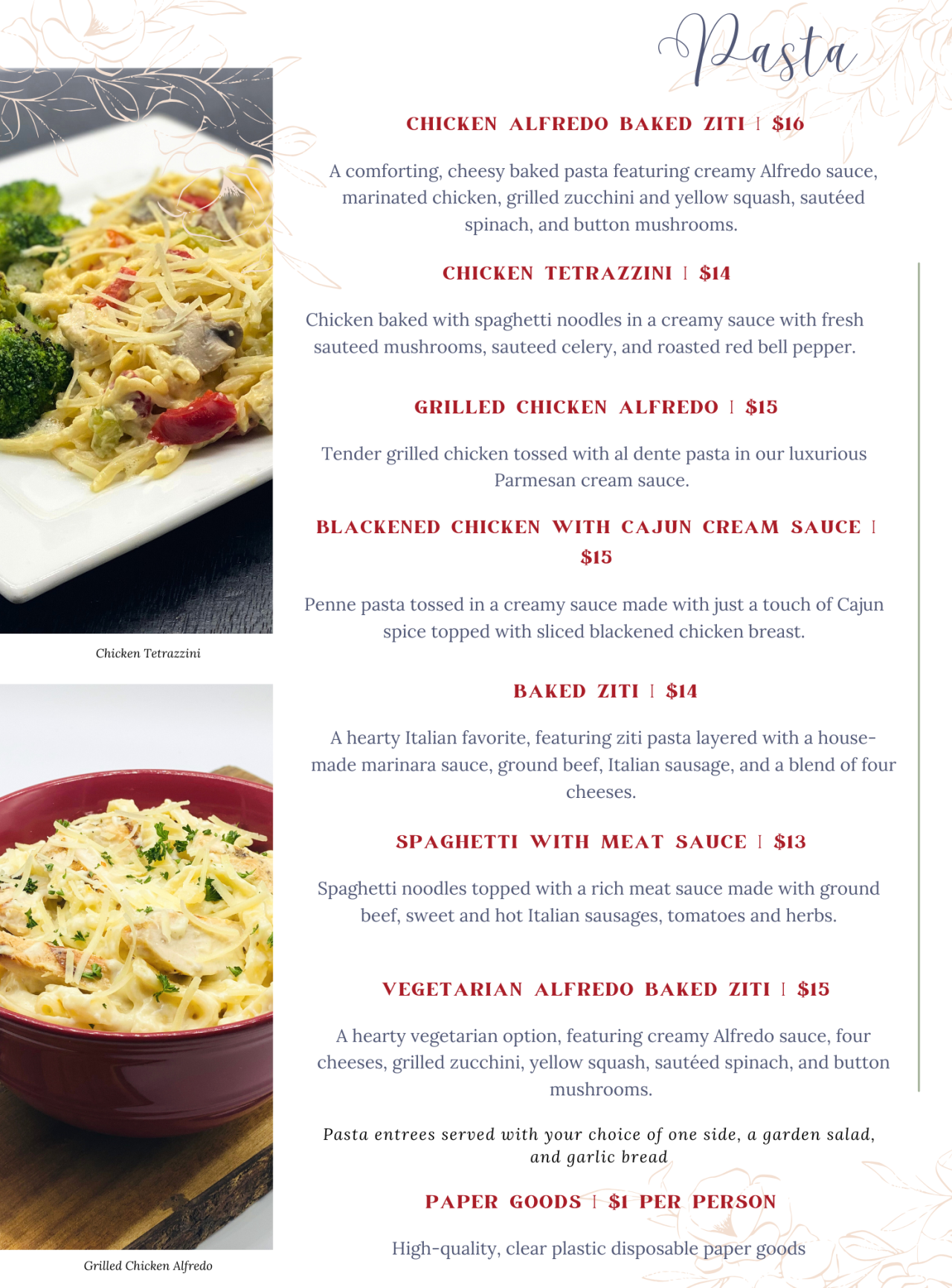 Entrees Menu | Dinner's Ready Express Catering