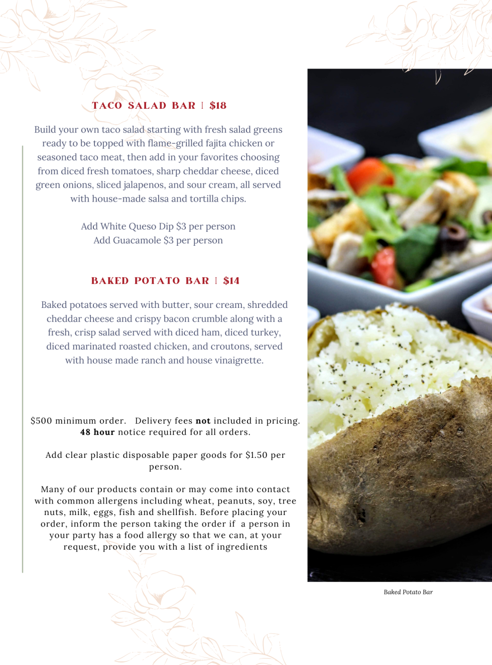 Loaded Bars Menu | Dinner's Ready Express Catering