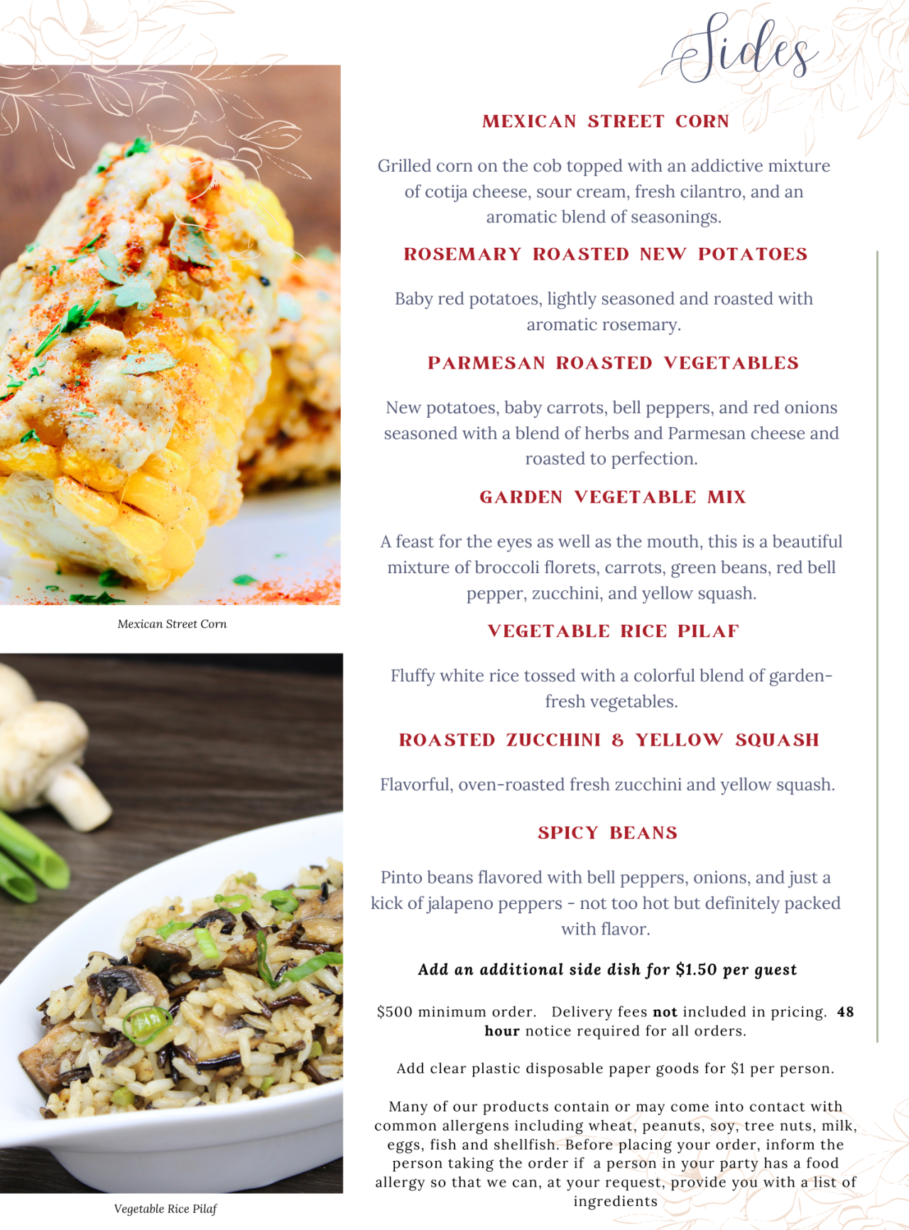 Sides Menu | Dinner's Ready Catering