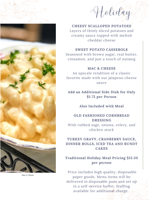 Holiday Menu | Dinner's Ready Catering