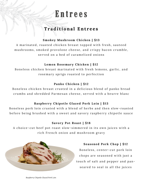 Entrees Menu | Dinner's Ready Catering