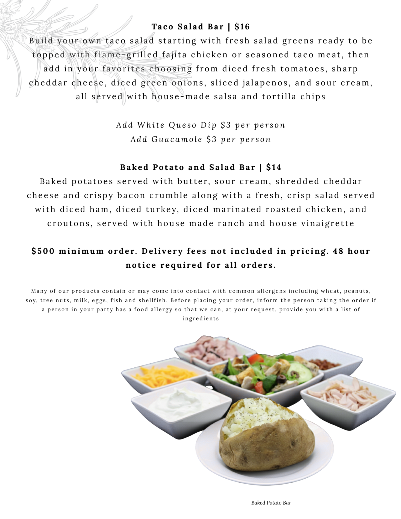 Loaded Bars Menu | Dinner's Ready Catering